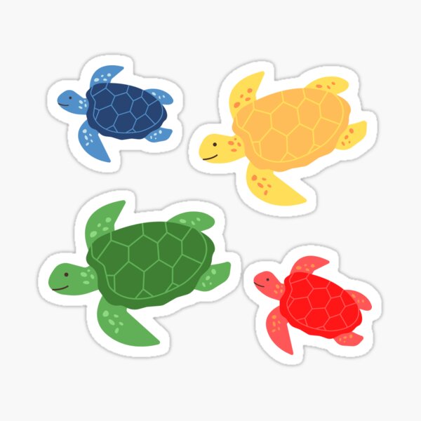 "A Turtle of a Different Color - Multicolored Sea Turtles" Sticker for ...