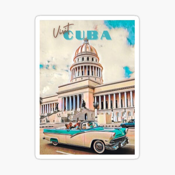 "Havana Cuba Vintage Travel" Sticker by Sofia-Draws | Redbubble