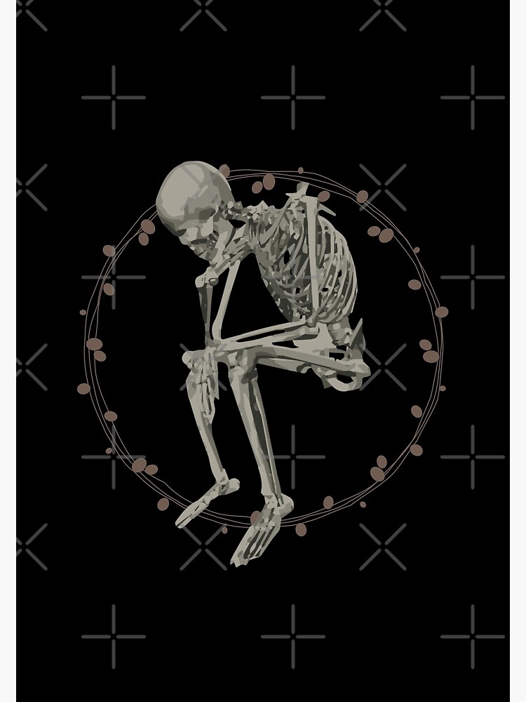 "The Thinking Sad Skeleton - An Aesthetic Human Bones Vintage Gothic ...