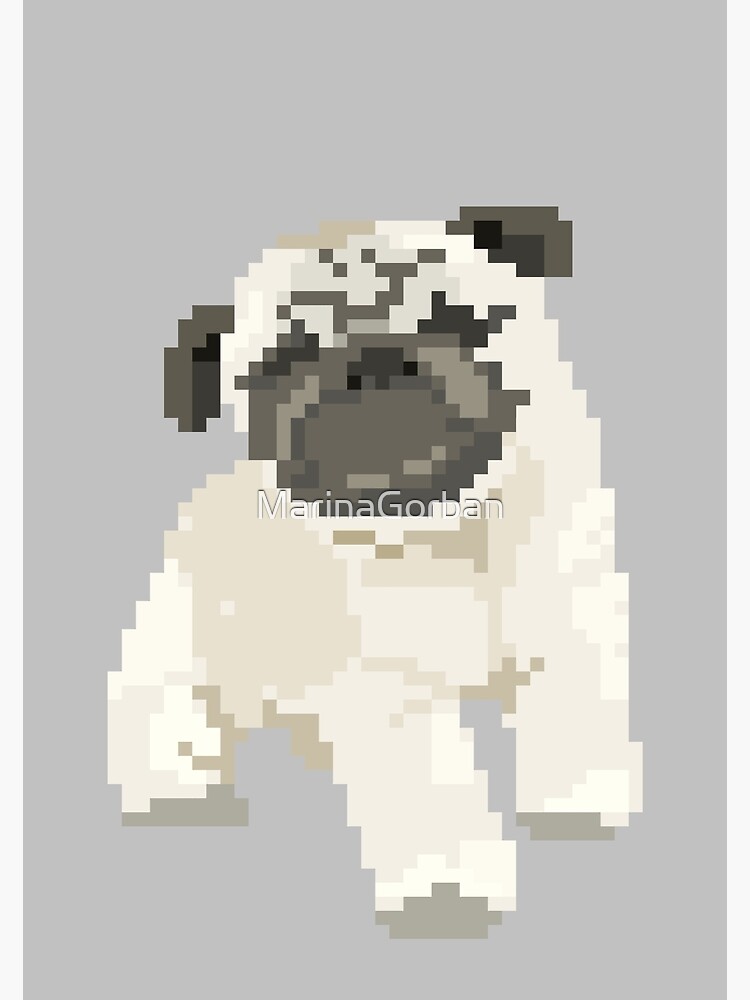 "Pug Dog Pixel Art - Cute And Funny Pug Lovers" Poster for Sale by ...
