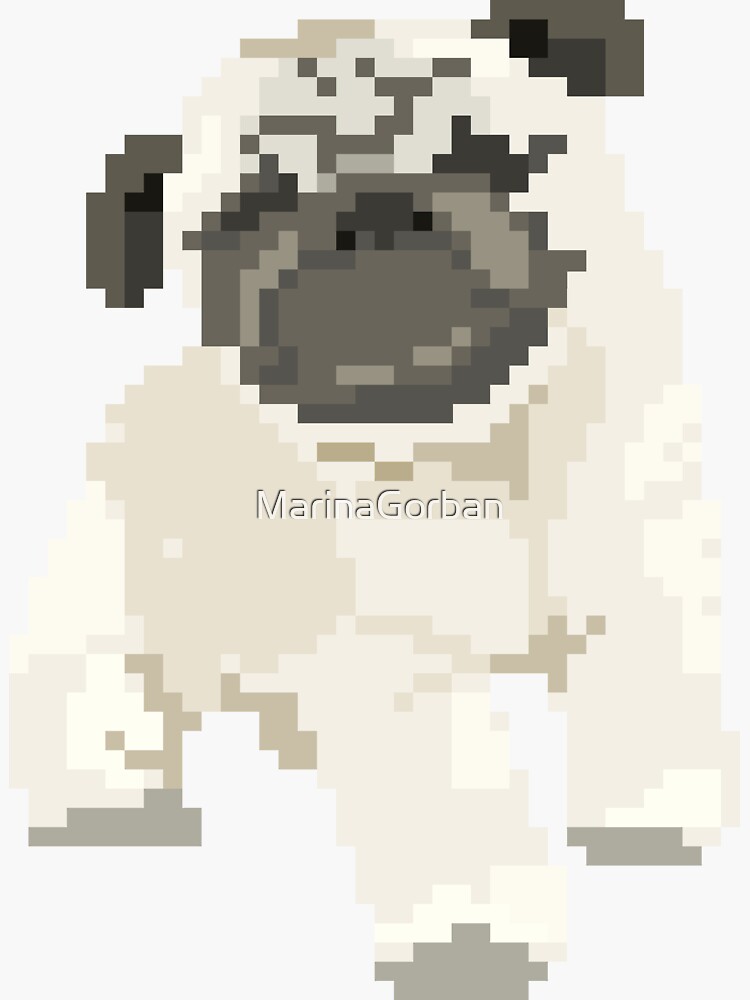 "Pug Dog Pixel Art - Cute And Funny Pug Lovers" Sticker for Sale by ...