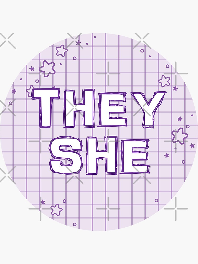 "Blue Sketchbook They/She Pronouns " Sticker by MoonMint | Redbubble