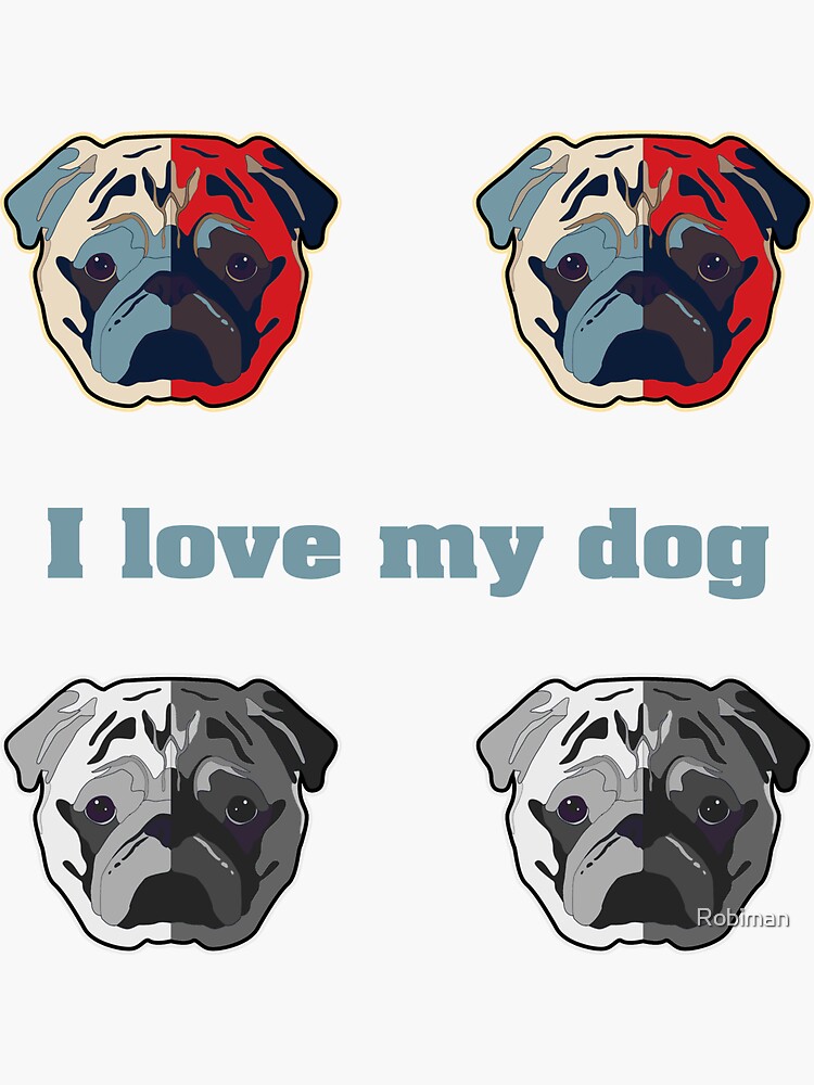 "Pug sticker pack abstract" Sticker for Sale by Robiman | Redbubble