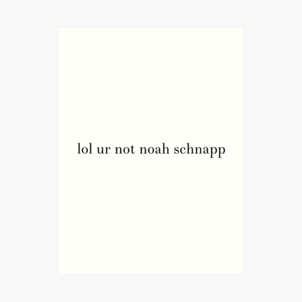 "lol ur not noah schnapp" Art Print for Sale by EloiseFelstead | Redbubble