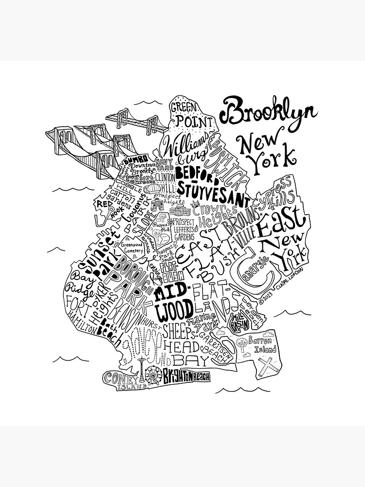 CANARSIE Brooklyn Map Watercolor Print New York City Map Block Plan Art ...