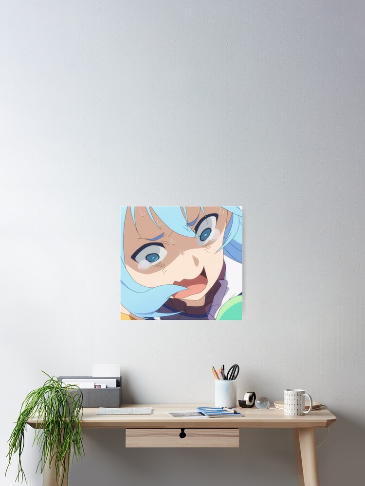 "Konosuba Aqua Crying Screaming Meme Useless" Poster for Sale by ...