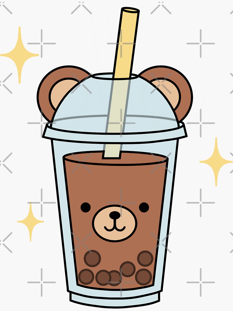 "Boba bear (sparkles)" Sticker by Junglekiten | Redbubble