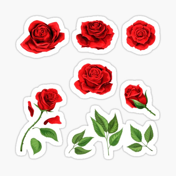 "red roses sticker" Sticker for Sale by stickerpages | Redbubble