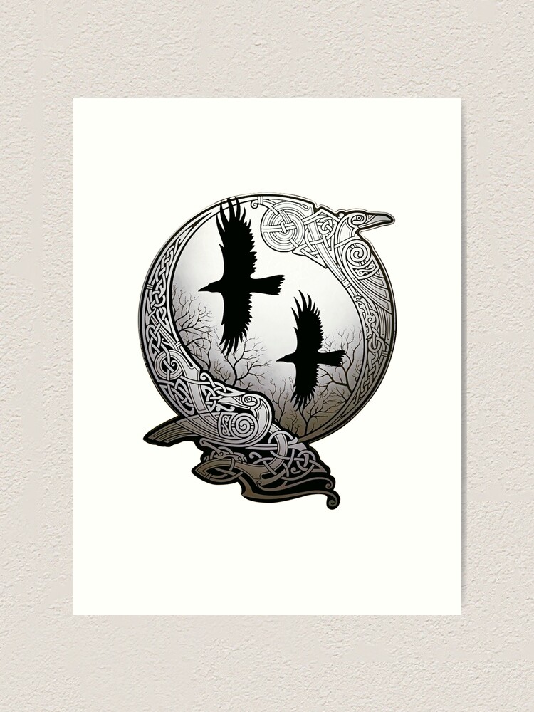 "Raven Viking Runes Celtic Knot Pattern" Art Print for Sale by Julie ...