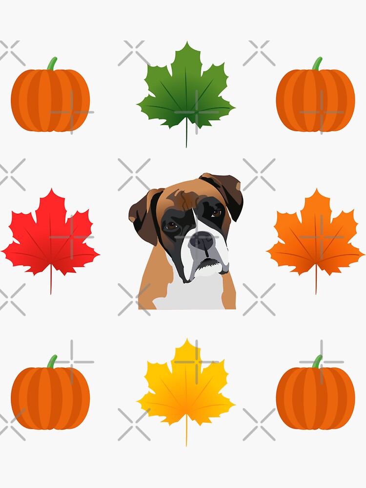 "Fall Boxer Dog" Sticker by KCPetPortraits | Redbubble