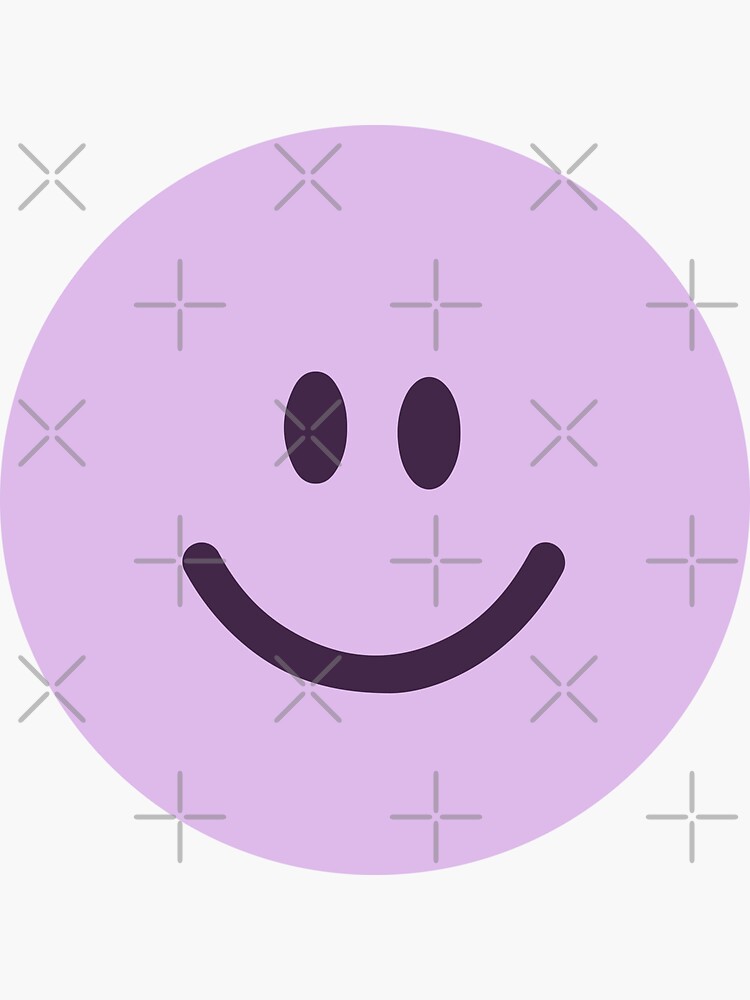 "Lilac Purple Smiley Face Kidcore with Black Background" Sticker for ...