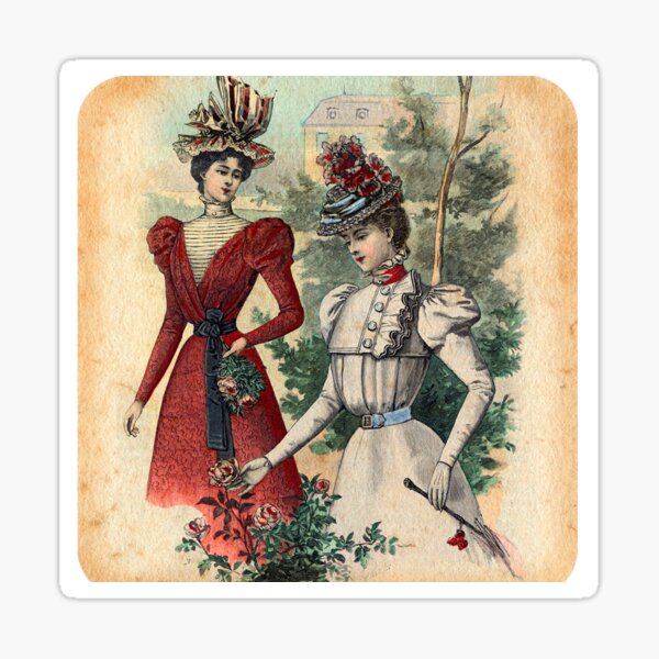"Best Friends BFF Friend Vintage Ladies 1800s Fashion Fun" Sticker by ...