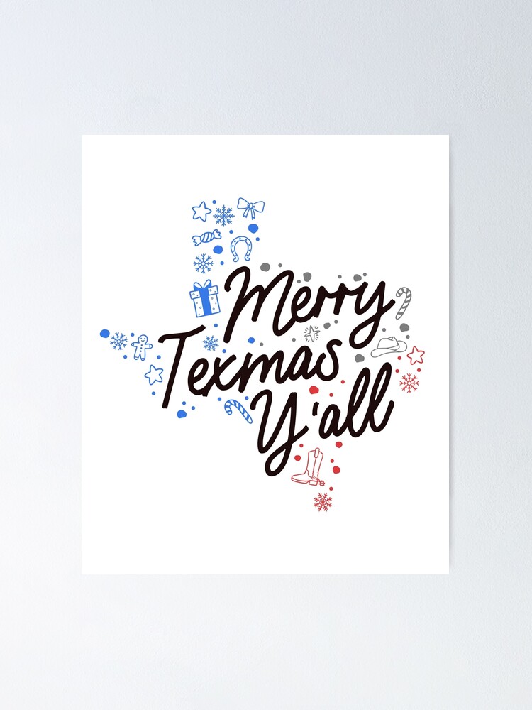 "Merry Texmas Y'all Country Holidays Texas Merry Christmas" Poster for ...