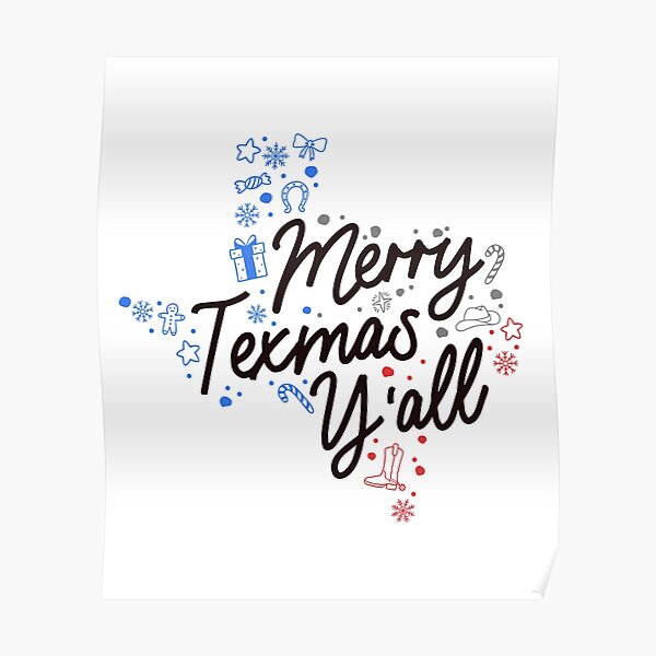 "Merry Texmas Y'all Country Holidays Texas Merry Christmas" Poster for ...