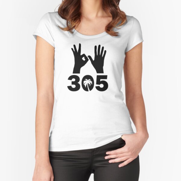 "305 Area Code With Hand Signs and Palm Tree" T-shirt by chanmart ...
