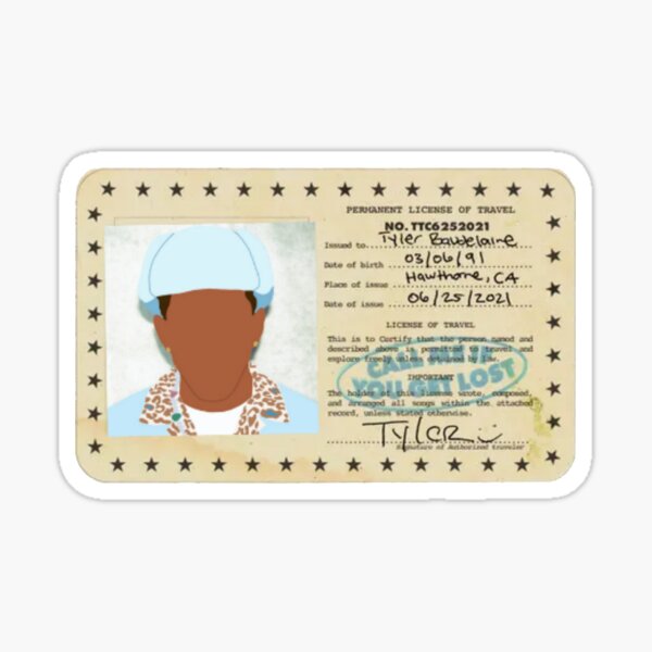Pegatina «Tyler the Creator Licencia CMIYGL (negro)» de K-kal | Redbubble