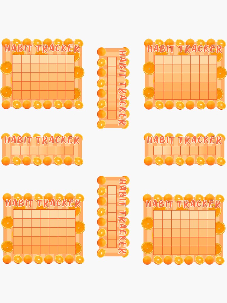 "Oranges Monthly and Weekly Habit Tracker Pack" Sticker for Sale by ...