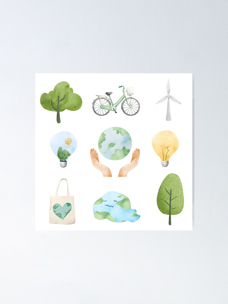 Póster «basura reciclable en diseño de acuarela» de RIAMED | Redbubble