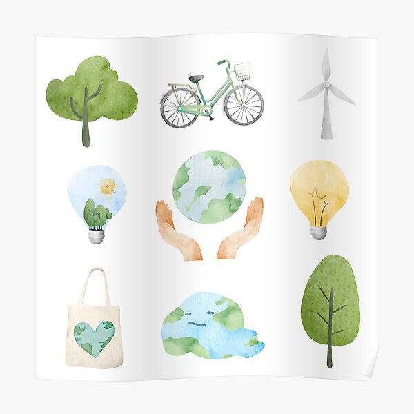 Póster «basura reciclable en diseño de acuarela» de RIAMED | Redbubble