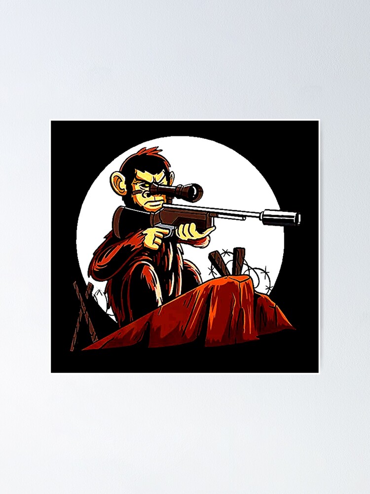 "Monkey with a sniper rifle" Poster by grenshiel | Redbubble