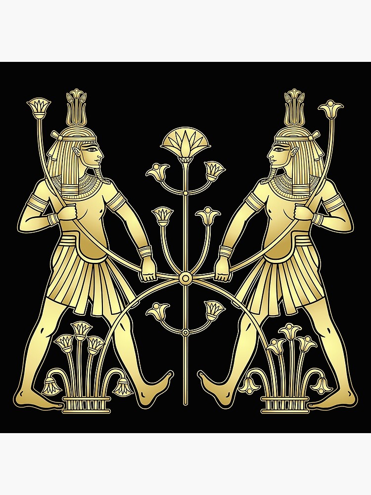 "Animation portrait Egyptian God Hapi holding a reed flower. God of ...