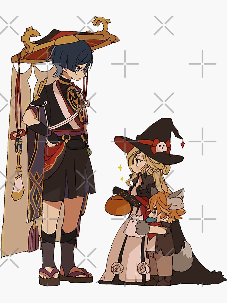 "Genshin Impact Trick or Treat Chibi Scaramouche, Childe and Jean ...
