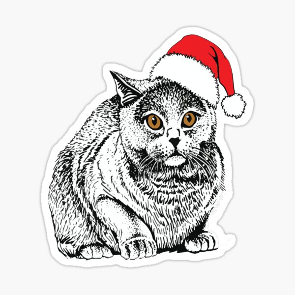 "Cat in Santa Claus hat " Sticker by RBOBART | Redbubble