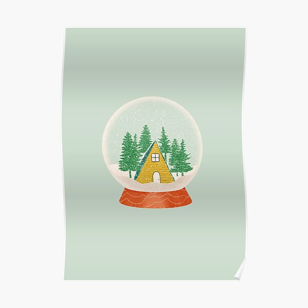 "Winter Cabin Snow Globe" Poster for Sale by spoko-graphics | Redbubble