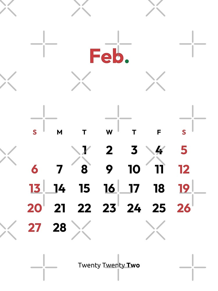 "Feb 2022 Monthly Simple Calendar" Poster for Sale by CornerDesignLab ...