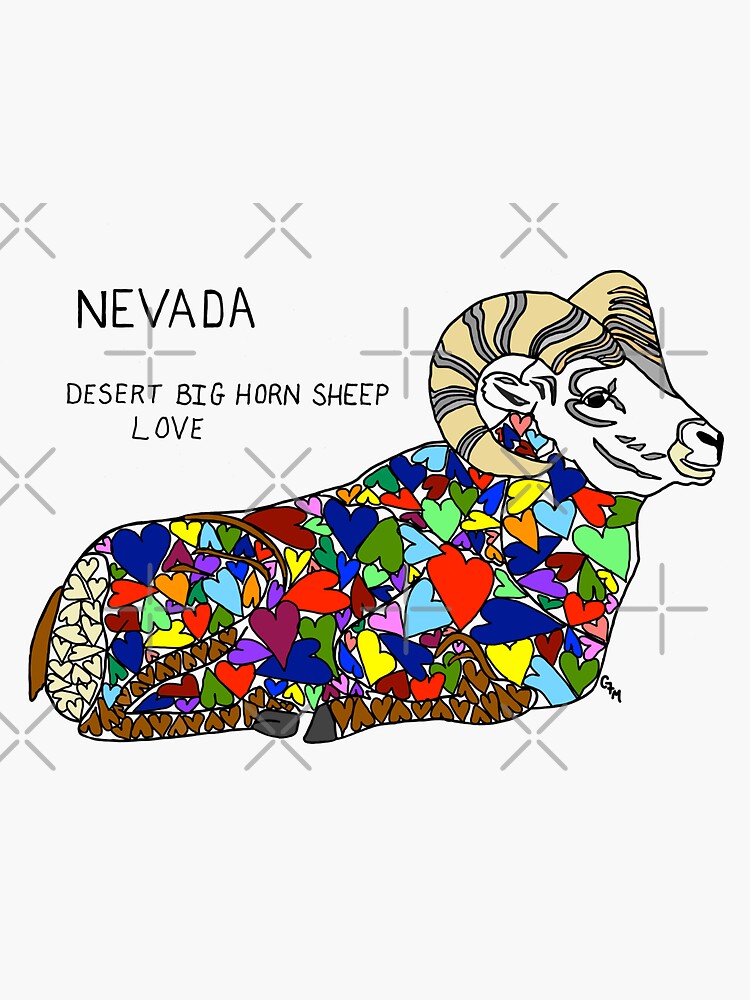 "Nevada - Desert Big Horn Sheep - Love - state symbols" Sticker by ...