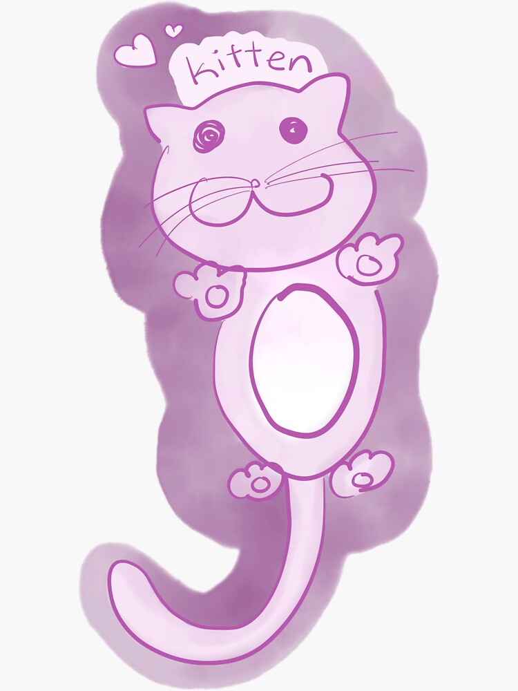 "Cute Pink Small Soft Colour Based Kitten!" Sticker by umaysart | Redbubble