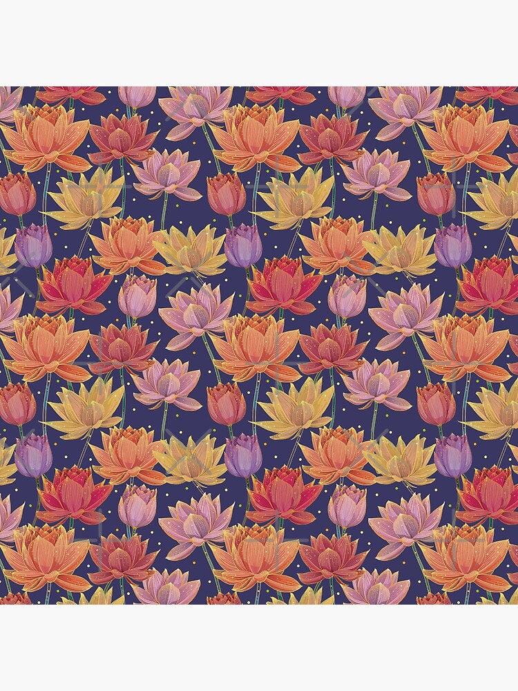 "Funky Lotus Pattern with Gold Leaf" Poster for Sale by nouveaudecor ...