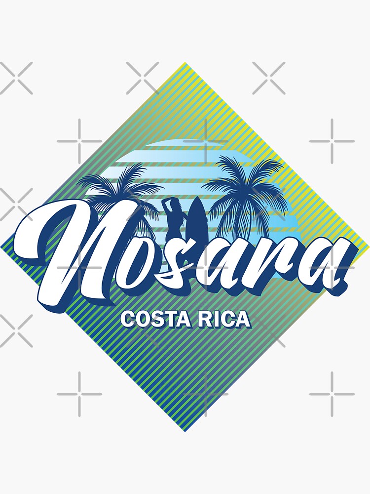 "Nosara Costa Rica Retro 80s Summer Surf Design" Sticker for Sale by ...