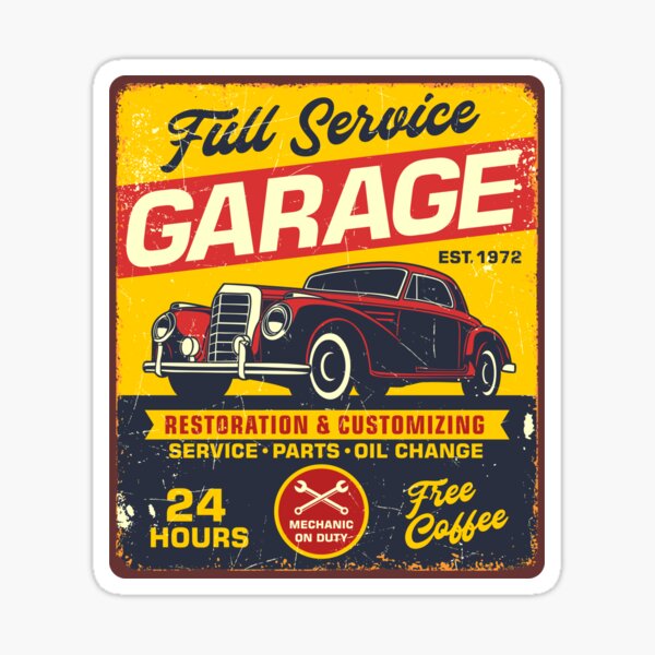 "Full service garage" Sticker for Sale by pnkpopcorn | Redbubble