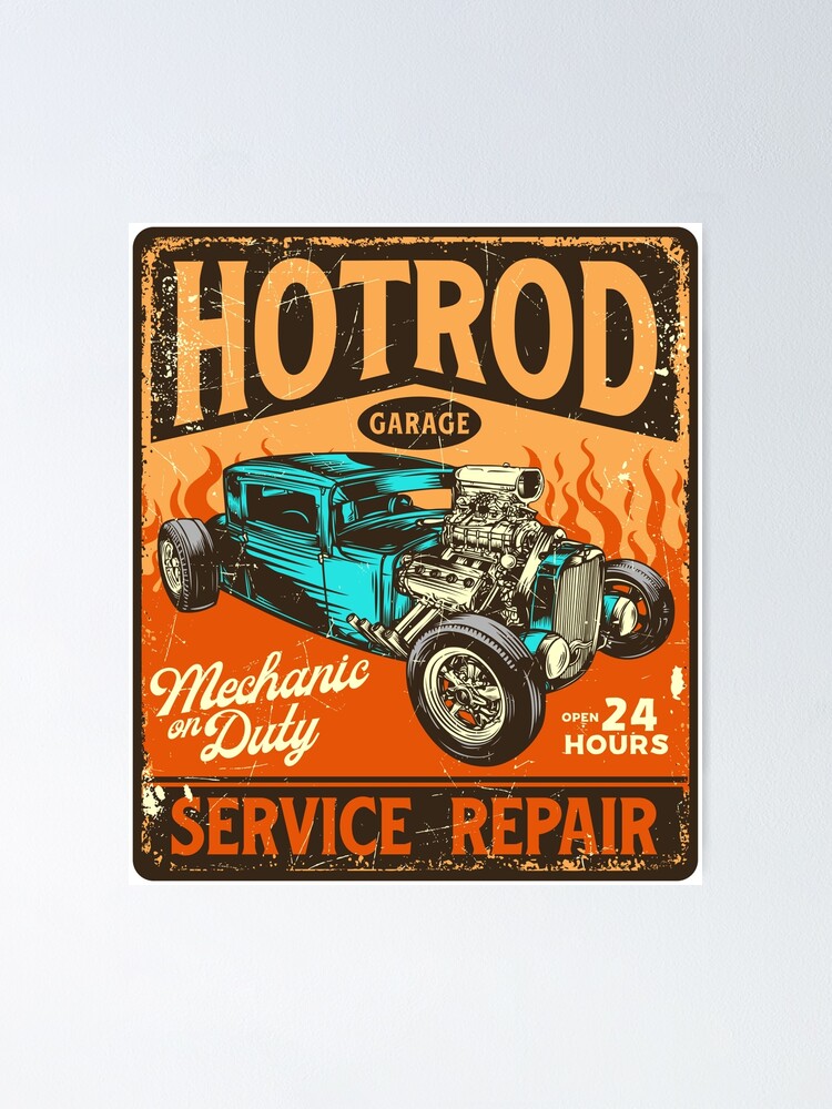 "Hotrod garage" Poster for Sale by pnkpopcorn | Redbubble