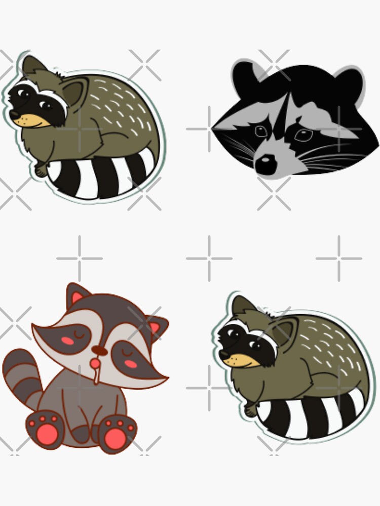"raccoon sticker pack" Sticker by Animalzz | Redbubble