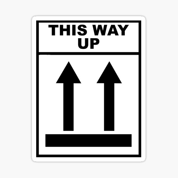 "This Way Up!" Sticker for Sale by haydenwoods01 | Redbubble