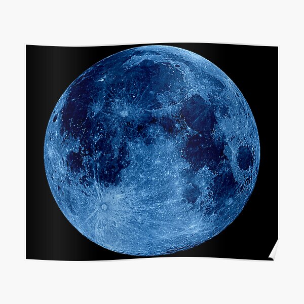 "Blue Full Moon / Circle / Full Moon / Blue Moon / Night Sky / Sticker ...