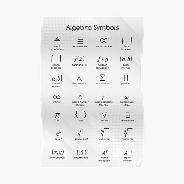Póster «Símbolos de álgebra» de coolmathposters | Redbubble