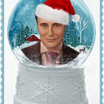 "Christmas Hannibal in Winter Snow Globe with Santa Hat" Sticker for ...