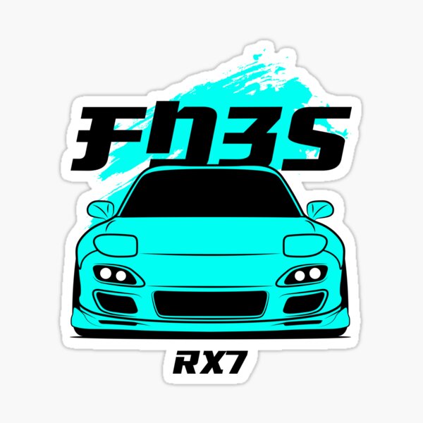 "Front teal rx7 fd3s" Sticker by goldentuners | Redbubble