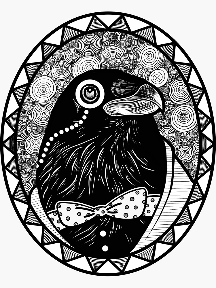 "Dapper Raven Sticker" Sticker for Sale by beantherepdx | Redbubble