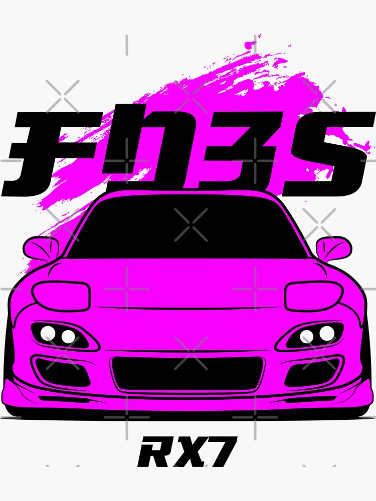 "Front pink rx7 fd3s" Sticker for Sale by goldentuners | Redbubble