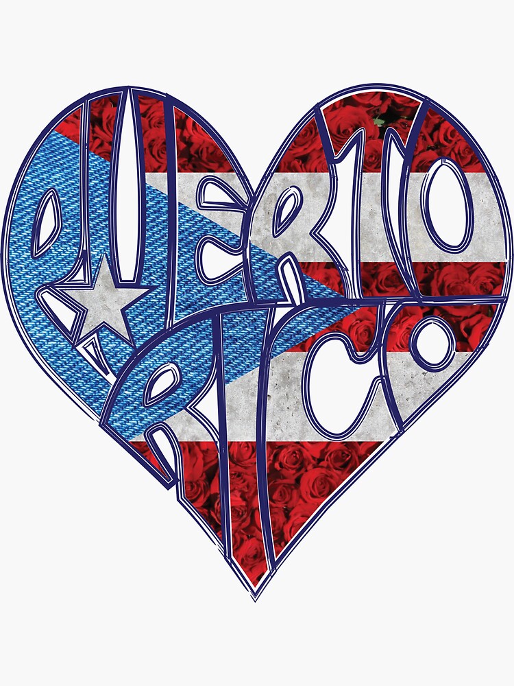 "Puerto Rico Heart Boricua Love Shirt Sticker" Sticker for Sale by ...