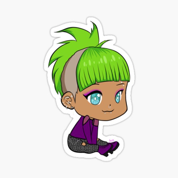 "Chibi Punk Rocker - Lime" Sticker for Sale by AndroGalaxy | Redbubble