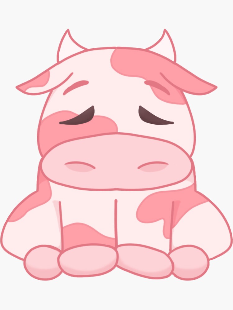"Sleepy Strawberry Cow Sticker" Sticker for Sale by IKIGAI-WONDER ...