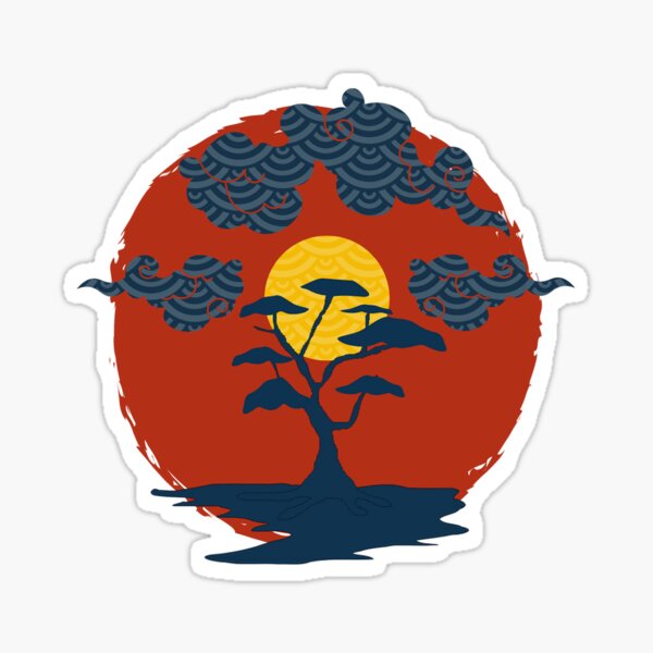"Japanese style sun landscape" Sticker by Minima-Vulpes | Redbubble