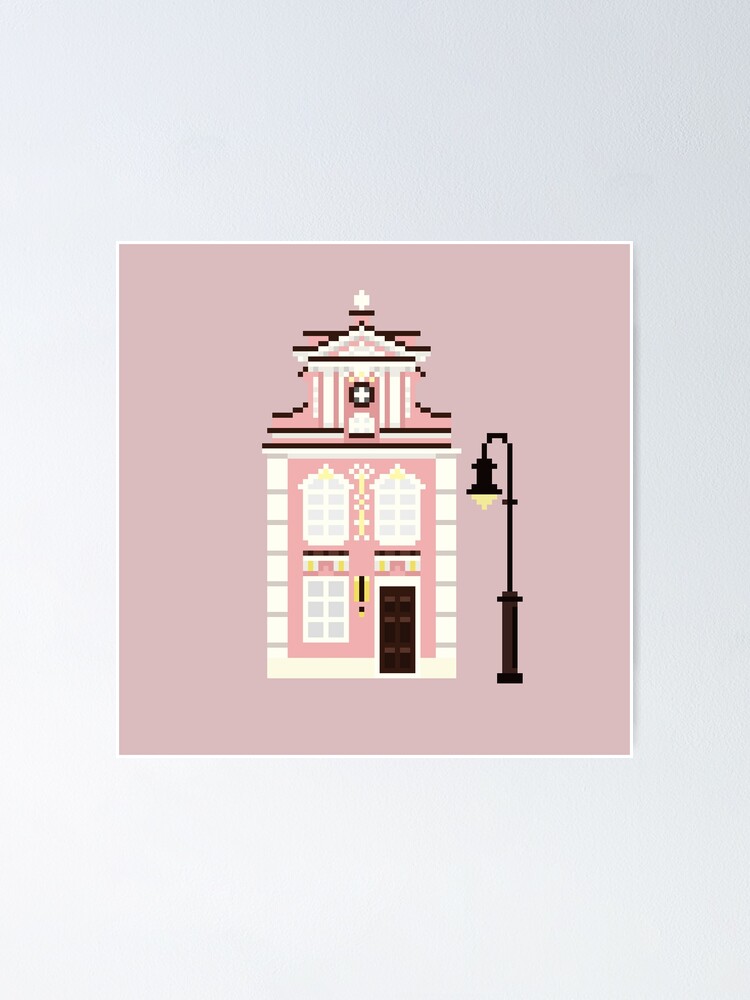 "Cute Pink Building Pixel Art" Poster by tifft | Redbubble