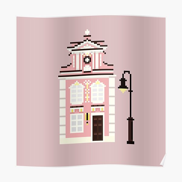 "Cute Pink Building Pixel Art" Poster by tifft | Redbubble