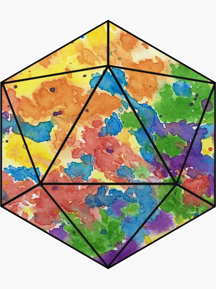 "Rainbow Watercolor D20" Sticker for Sale by BriannaZumbro | Redbubble